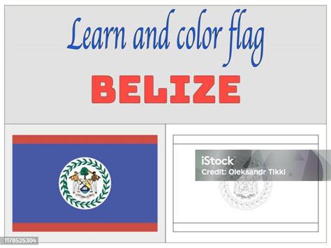 교육 및 학습을위한 벨리즈 국기 색칠 공부 책 원래 색상과 비율 단순히 벡터 일러스트 국가에서 플래그 세트 공휴일에 대한 스톡