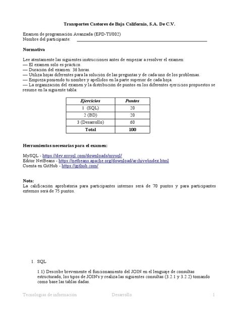 Prueba Técnica Desarrollador Sap Pdf Base De Datos Relacional Bases De Datos