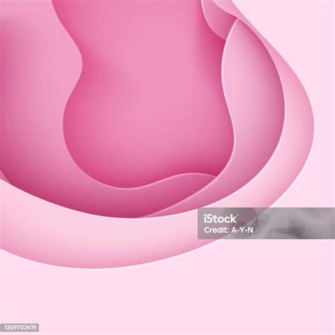 종이는 파도와 구멍으로 배경을 잘라 매끄러운 물결 모양의 레이어가 있는 핑크 3d 추상적인 배경 여성의 유방암 개념 장미 색상의 사각형 포스터 템플릿 여성 벡터 카드