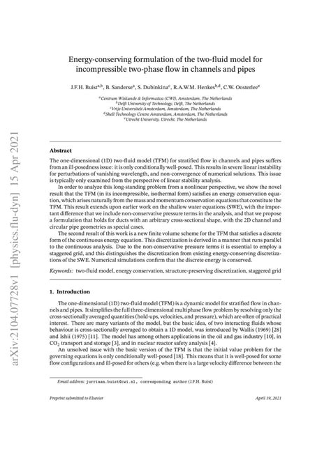 Energy Conserving Formulation Of The Two Fluid Model For Incompressible
