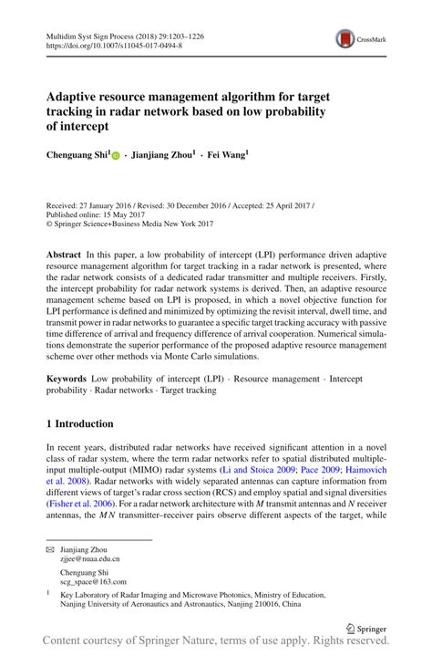 adaptive resource management algorithm for target tracking in radar