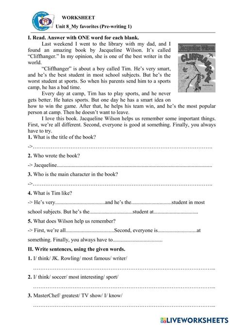 Unit 8 Pre Reading 1 Worksheet Live Worksheets Worksheets Library