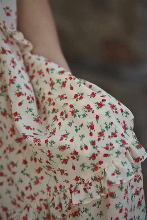 Vintage Floral Dress Bohemian Cottagecore Midi Dress S L Etsy
