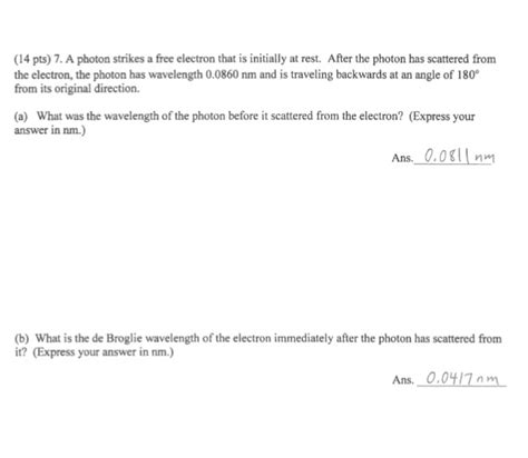 Solved A Photon Strikes A Free Electron That Is Initially At