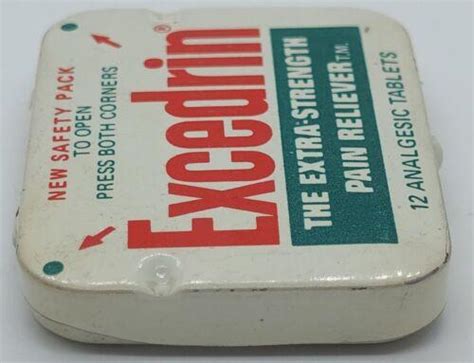 Vintage 1972 Excedrin Extra Strength Analgesic Tablets Tin Pocket Size