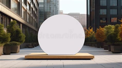 A Rounded Blank Company Sign Mockup Placed Outdoors A Space For Adding A Company Sign Or Logo