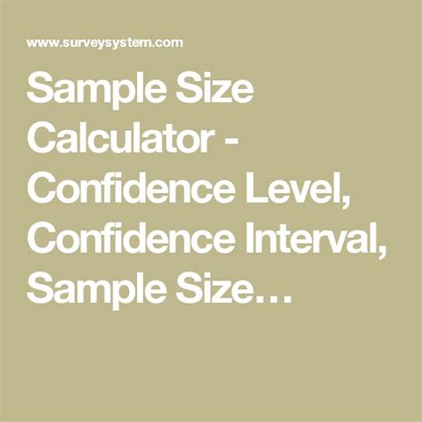 Sample Size Calculator Confidence Level Confidence Interval Sample