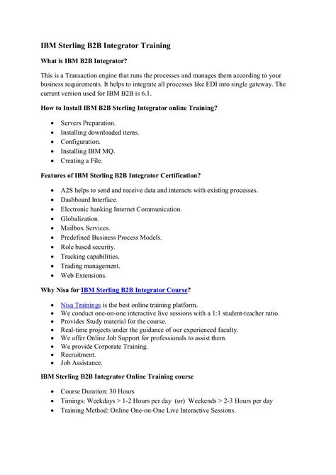 ibm sterling b2b integrator training nisa trainings page 1 flip