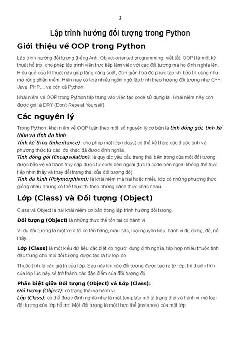 Lap Trinh Huong Doi Tuong Trong Python Lập Trình Hướng đối Tượng