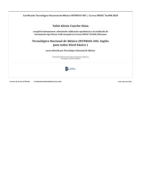 Certificado Tecnológico Nacional de México INTNB101-001 - Cursos MOOC ...