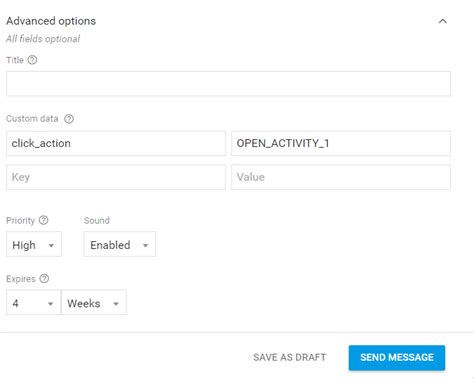 Android Firebase Console How To Specify Clickaction For