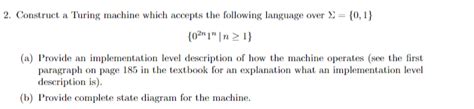 Solved Construct A Turing Machine Which Accepts The Chegg