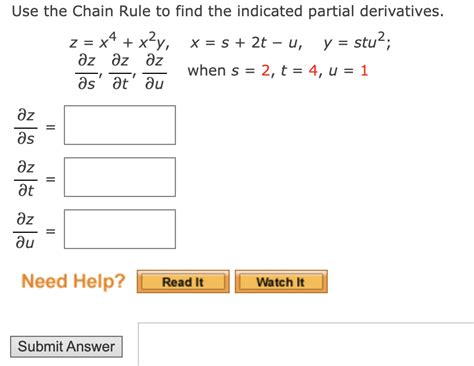 solved use the chain rule to find the indicated partial