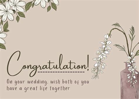 Wedding Congratulation Card Template - Brown and Flower Design