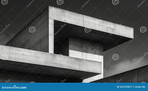 Abstract Architecture Details Of A Concrete Modernist Building Monochromatic Geometric Design