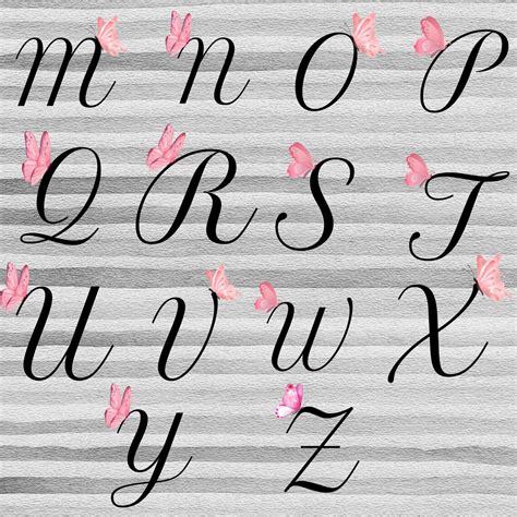 Printable Butterfly Cursive Alphabet Stickers Png Pdf  Etsy