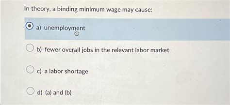 Solved In Theory A Binding Minimum Wage May Causea