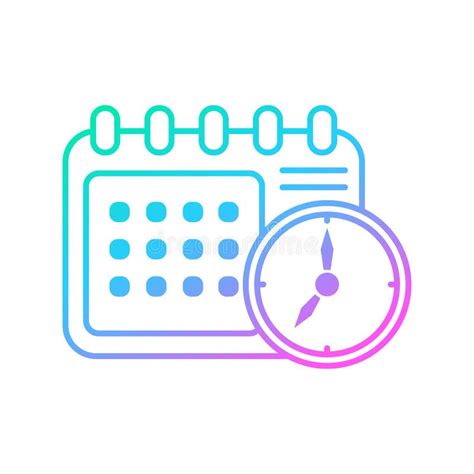 Date And Time Icons Draw In Linear Color Style Stock Vector Illustration Of Fast Concept