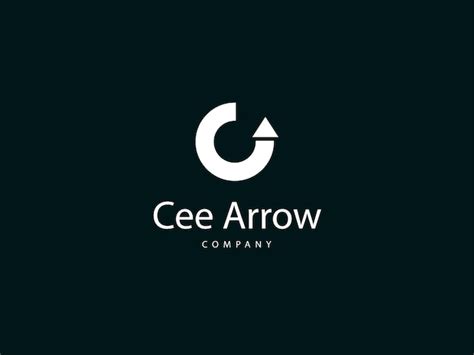 c 문자 로고 디자인 화살표가 있는 c 유형 로고 창의적이고 독특한 문자 c 로고 디자인 템플릿 프리미엄 벡터