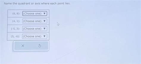 Solved Name The Quadrant Or Axis Where Each Point Lies Chegg