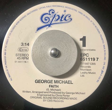 1987 George Michael Faith Vinyl 7 45 Rpm Single Stereo Etsy