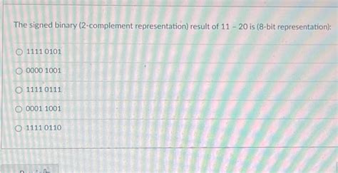 Solved The Signed Binary 2 Complement Representation