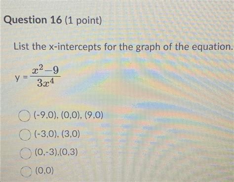 Solved Question 16 1 ﻿pointlist The X Intercepts For The