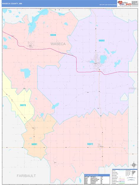 Waseca County Mn Wall Map Color Cast Style By Marketmaps