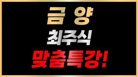 금양 ★주주님들 필수시청★ 월요일의 최주식 맞춤 특강 Youtube