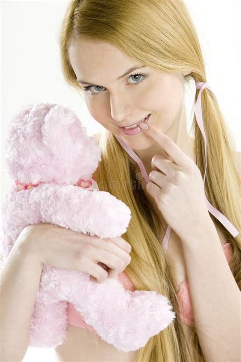 Woman With Teddy Bear Stock Photo Image Of Blonds Bears