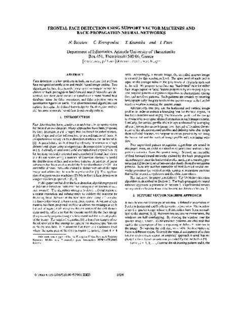 Pdf Frontal Face Detection Using Support Vector Machines And Back