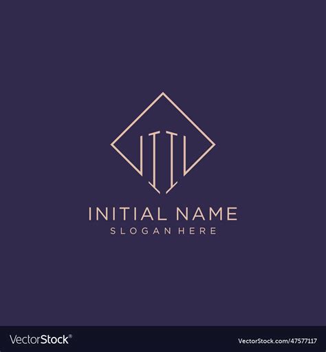 Initials Ii Logo Monogram With Rectangle Style Vector Image
