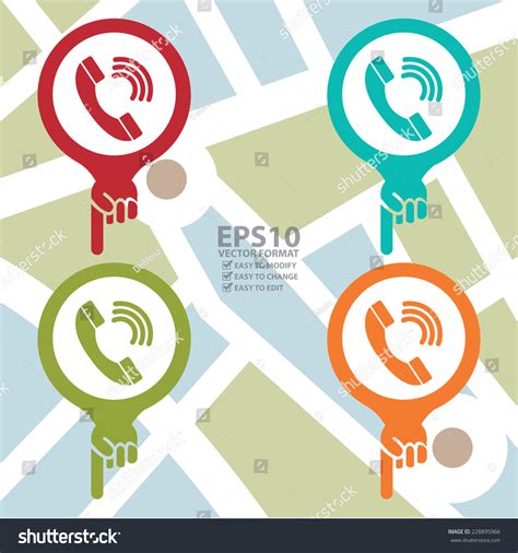 Vector Colorful Map Pointer Icon Telephone Stock Vector Royalty Free