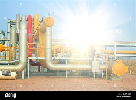 Crude Oil Processing And Transmission Equipment Closeup Of Photo Stock Photo Alamy