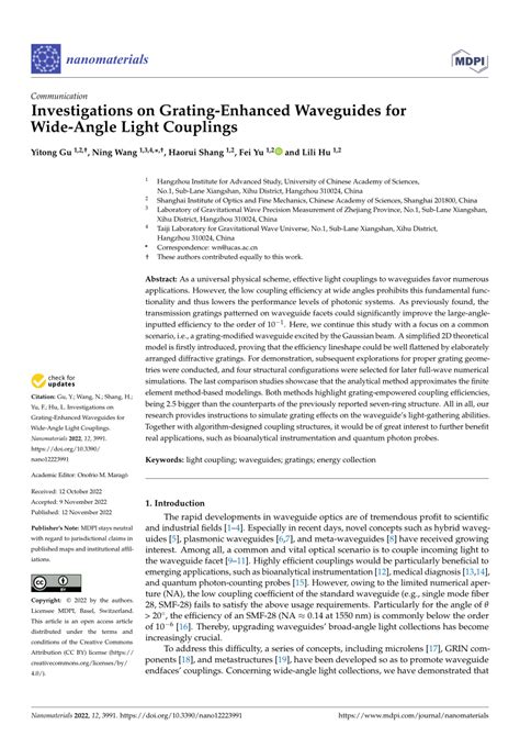 Pdf Investigations On Grating Enhanced Waveguides For Wide Angle