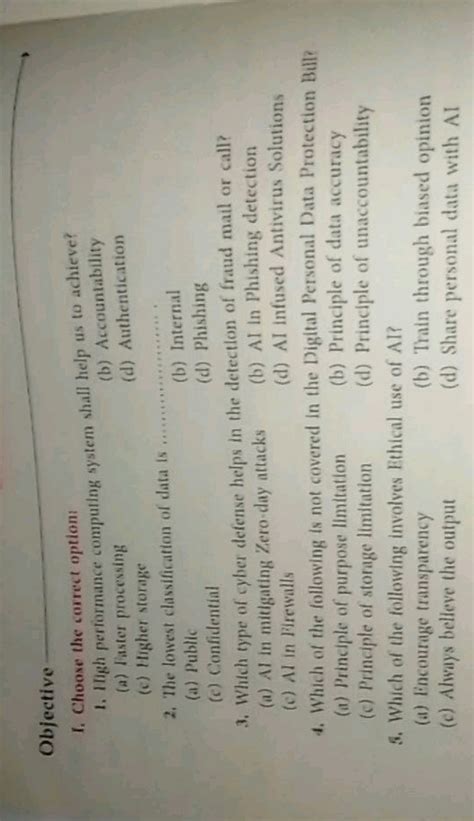 Objective I Choose The Correct Option High Performance Compuilng System