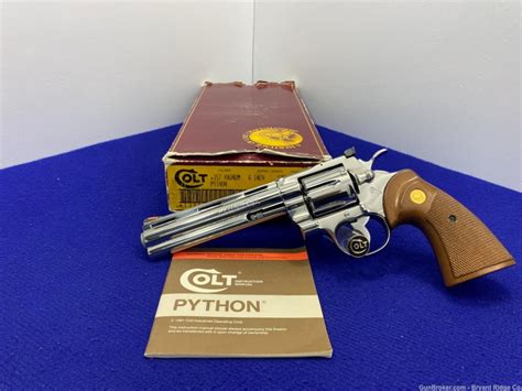 Sold 1988 Colt Python Stunning Bright Stainless 6 Mag Na Ported Barrel Bryant Ridge