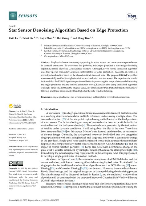 Pdf Star Sensor Denoising Algorithm Based On Edge Protection