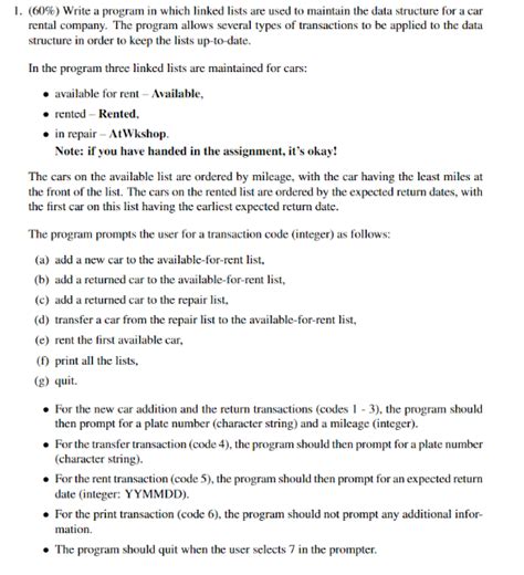 solved 60 write a program in which linked lists are used