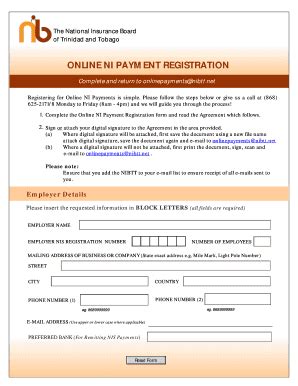 Online NI Payment Registration Form NIBTT Fill And Sign Printable Template Online