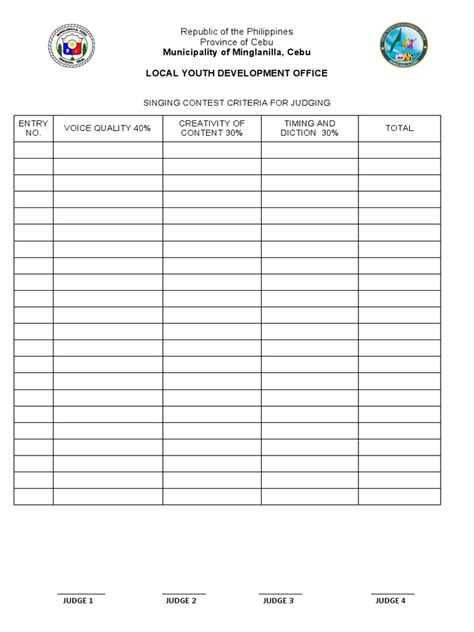 Singing Contest Criteria For Judging Pdf