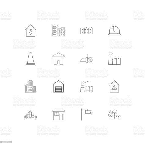 건물 및 건축 선형 얇은 아이콘 설정합니다 간단한 벡터 아이콘 설명 0명에 대한 스톡 벡터 아트 및 기타 이미지 0명 공장 산업 건물 디자인 Istock