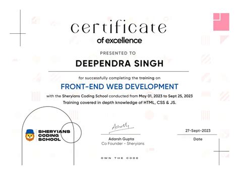 Finished Frontend Developer At Sheryians Coding School Deependra