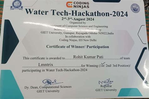 rohit kumar pati on linkedin hackathon watertech innovation