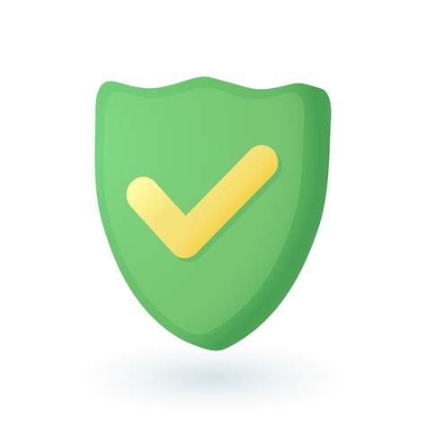 Free Vector 3d Cartoon Style Green Shield With Checkmark Icon Realistic Security Symbol With