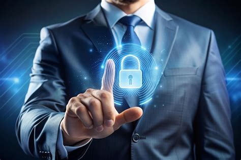 Businessman Using Fingerprint Scanning Unlock And Access To Business Data Network Biometric