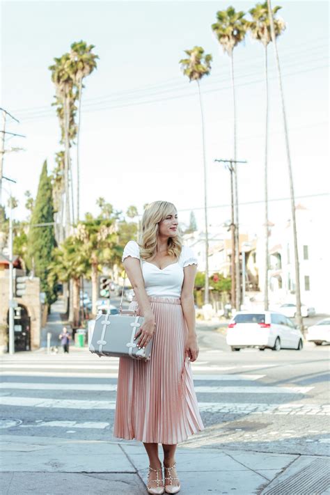 Vintage Inspired Style Pink Pleated Skirt