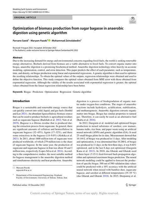 Pdf Optimization Of Biomass Production From Sugar Bagasse In