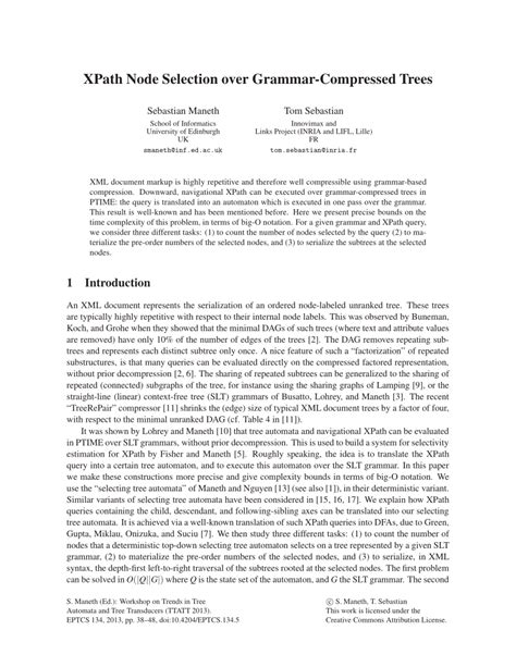 Pdf Xpath Node Selection Over Grammar Compressed Trees