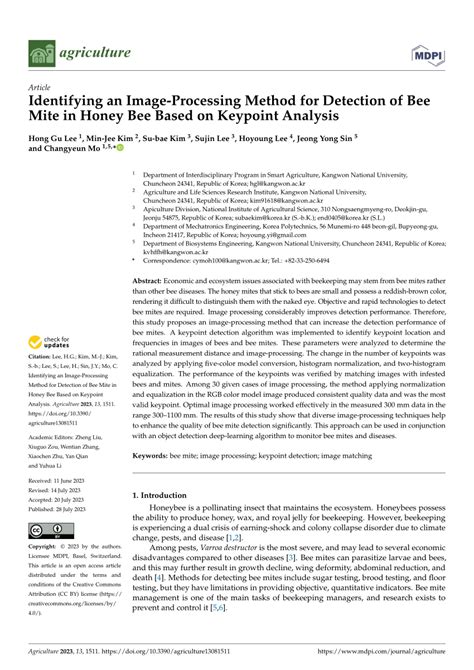 Pdf Identifying An Image Processing Method For Detection Of Bee Mite In Honey Bee Based On